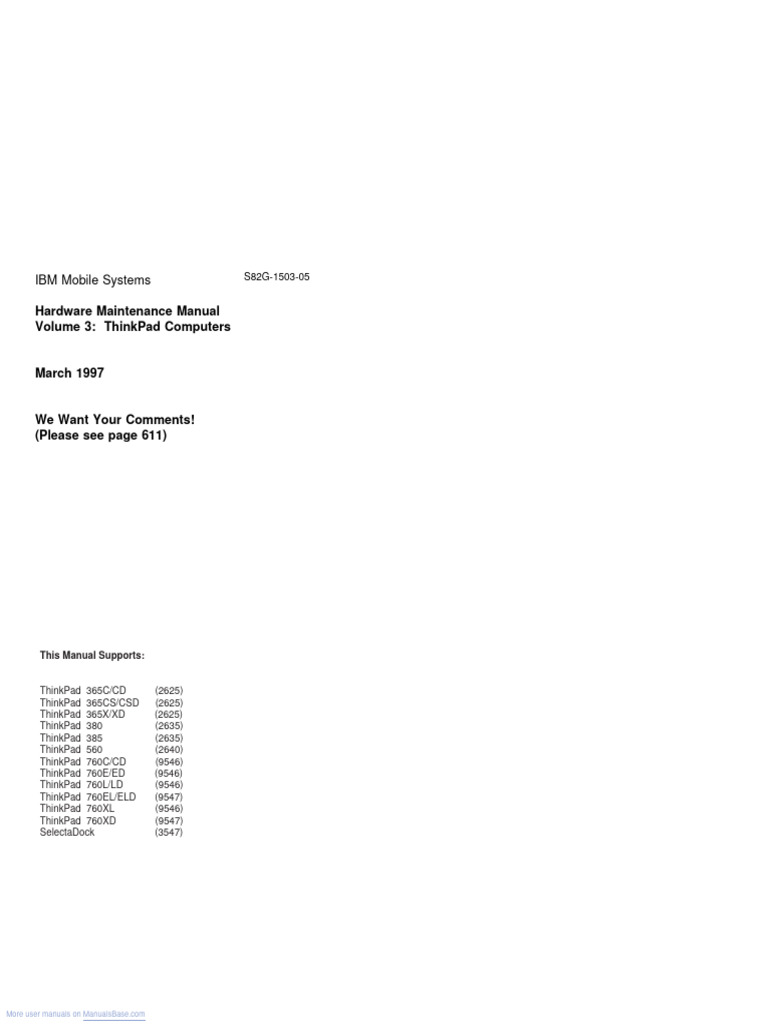 Manual IBM THINKPAD 760EL - ELD (9547) | PDF | Computers