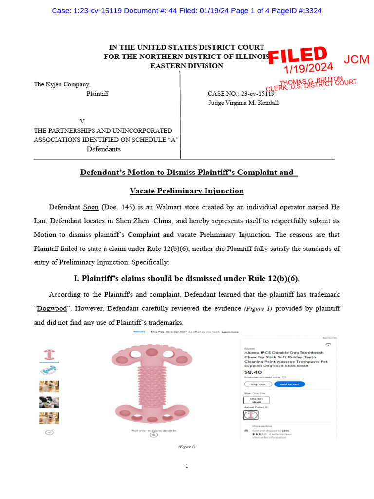Kyjen v. Schedule A (1:23-cv-15119) - Motion To Dismiss (Soon) (He Lan ...