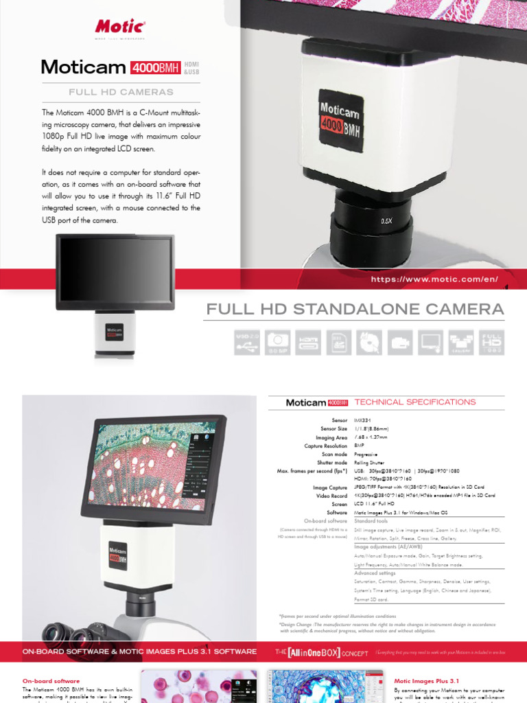 Moticam 4000 BMH | PDF | Camera | Display Resolution