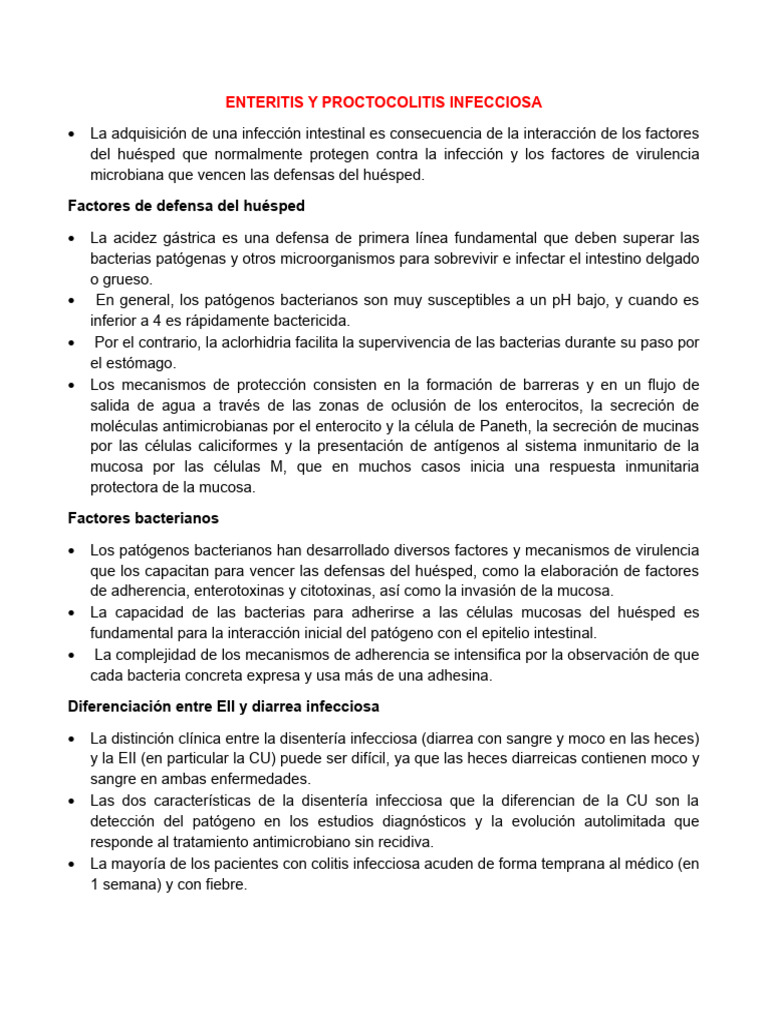 Enteritis y Proctocolitis Infecciosa: Causas y Diagnóstico | PDF ...