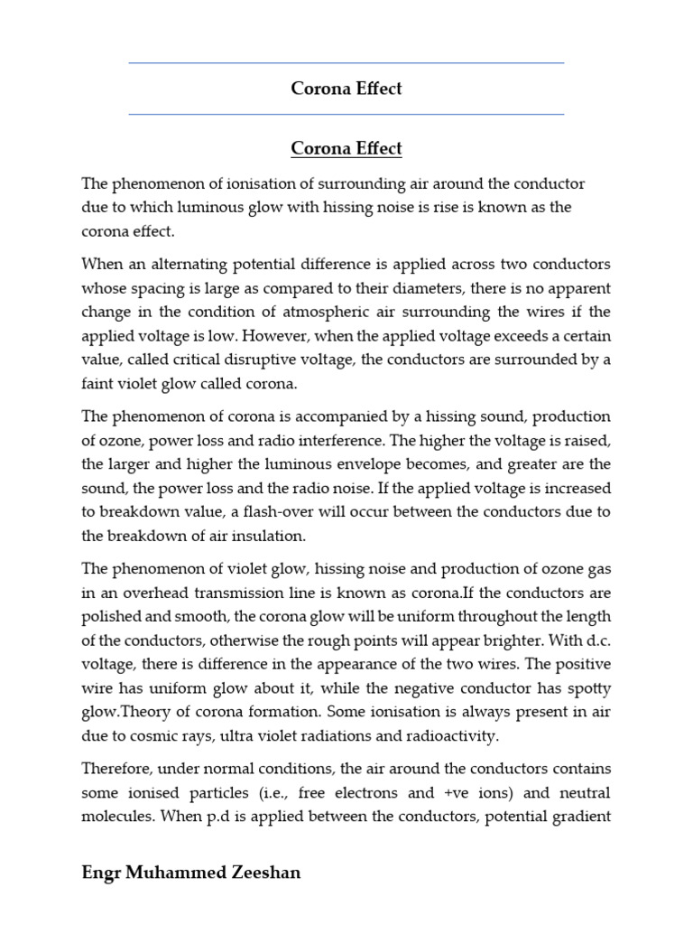 Understanding Corona Effect in Transmission Lines | PDF | Electric ...