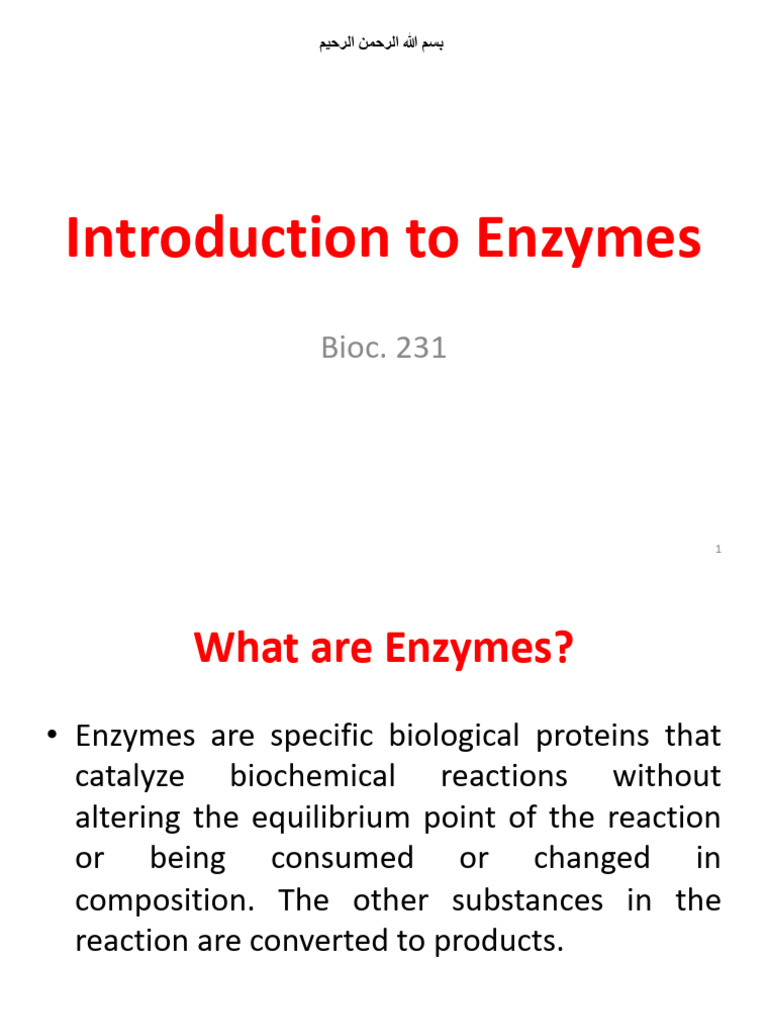 231 Lecture 1 | PDF | Enzyme | Catalysis