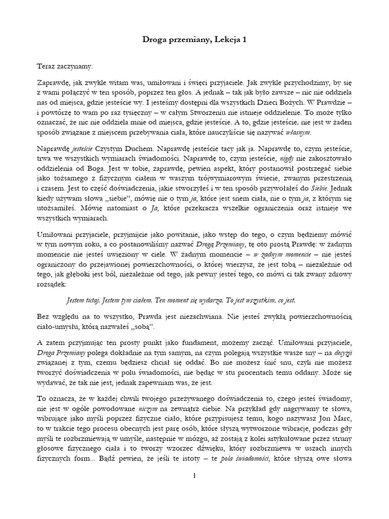 Droga Przemiany Lekcja 1 | PDF