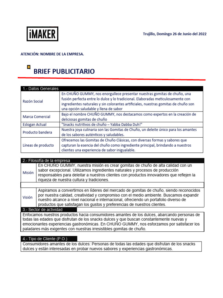BRIEF Publicitario | Descargar gratis PDF | Marca | Innovación