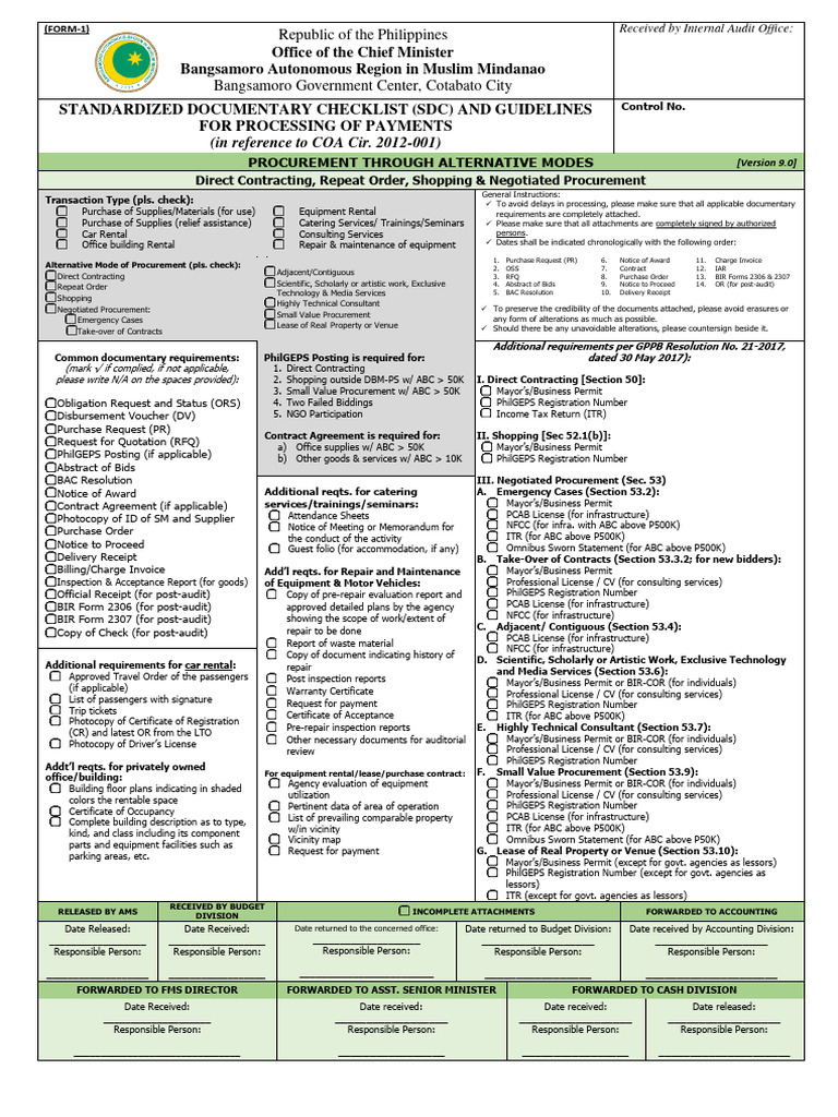 Form 1 Procurement (Alternative Mode of Procurement) | PDF ...
