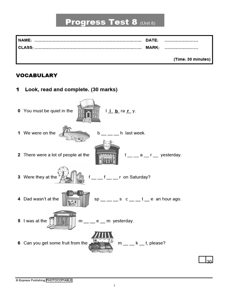 Smiles 4 Prog Test 8 | PDF