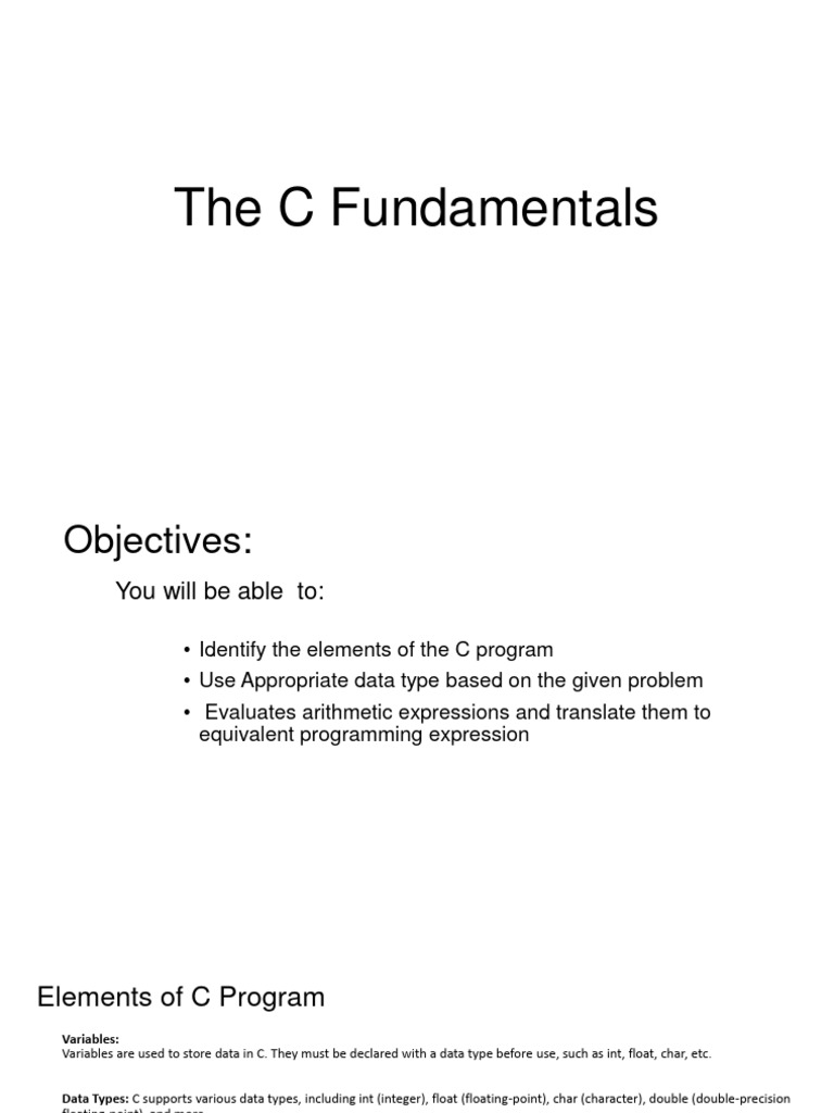 Topic2 The C Fundamentals Part1 | PDF