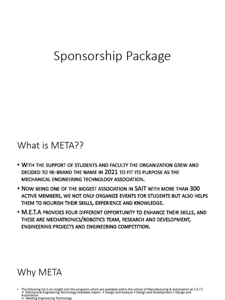 Meta Sponsorship | PDF | Promotion (Marketing) | Engineering