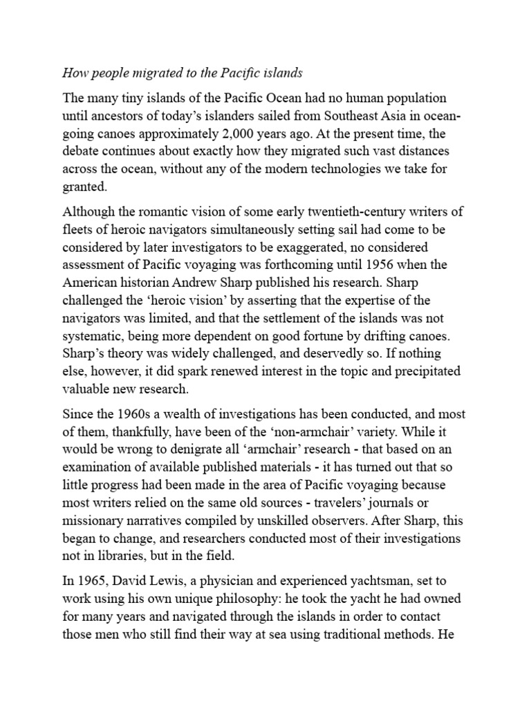 How People Migrated To The Pacific Islands | PDF