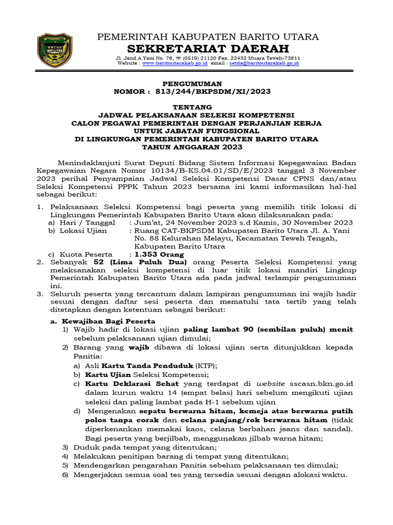 Pengumuman Jadwal Seleksi CPPPK Tahun Anggaran 2023 | PDF Pengumuman Jadwal Seleksi CPPPK Tahun Anggaran 2023 | PDF