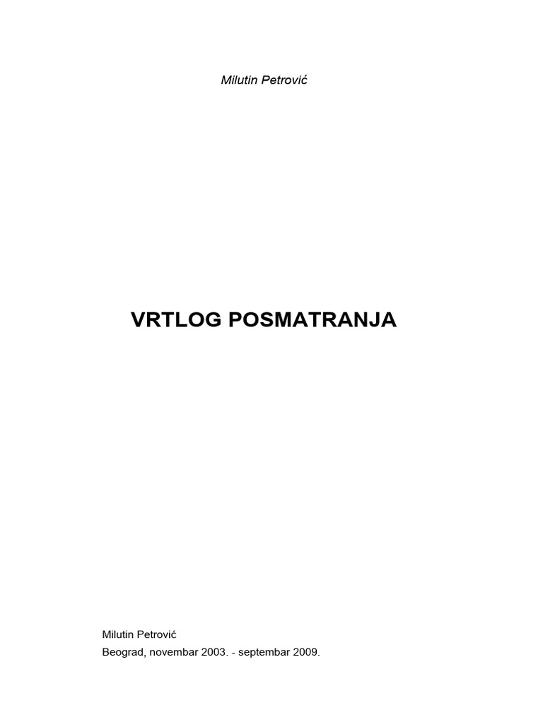 Milutin Petrovic - VRTLOG POSMATRANJA | PDF