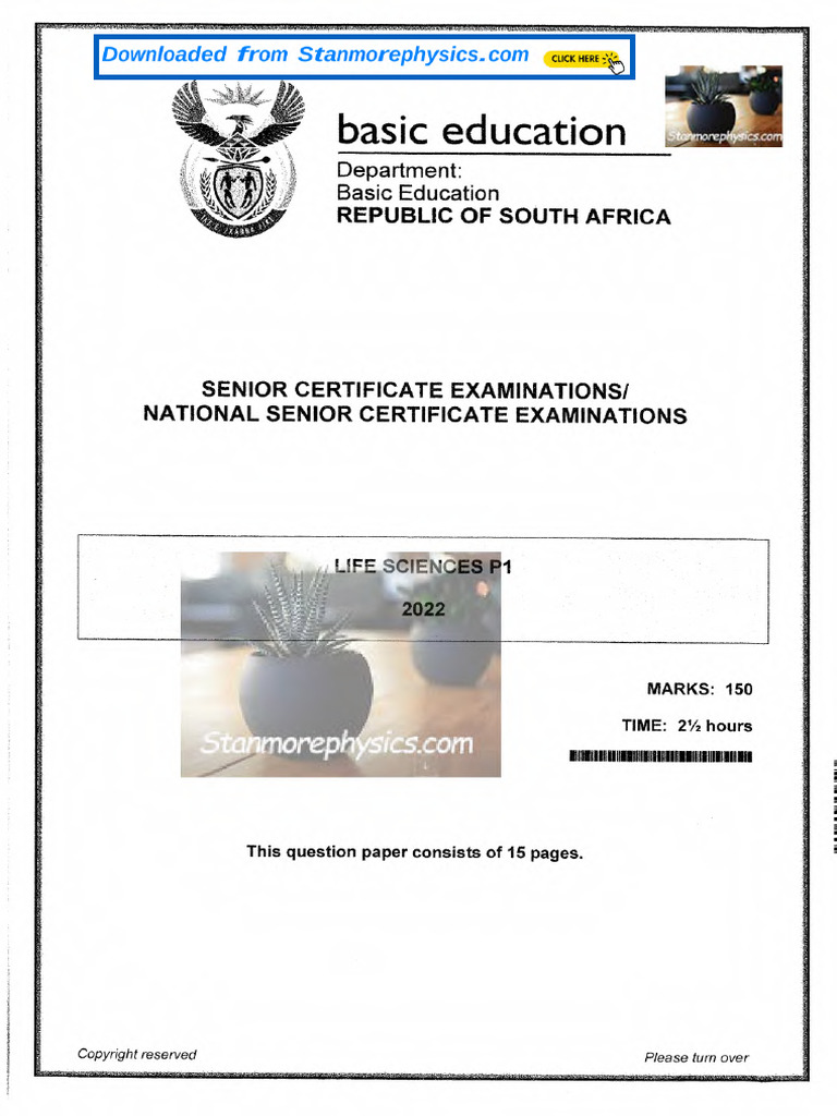 NSC Life Science Grade 12 June 2022 P1 and Memo | PDF