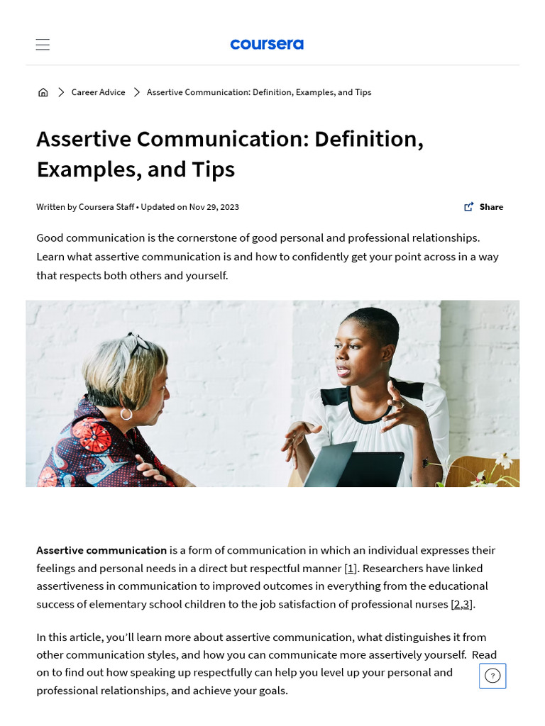 001 Assertive Communication - Definition, Examples, and Tips - Coursera ...