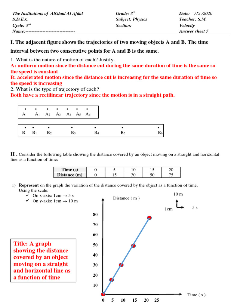 3 Velocity Exercises 6 - Answer Sheet 2 | PDF | Speed | Velocity