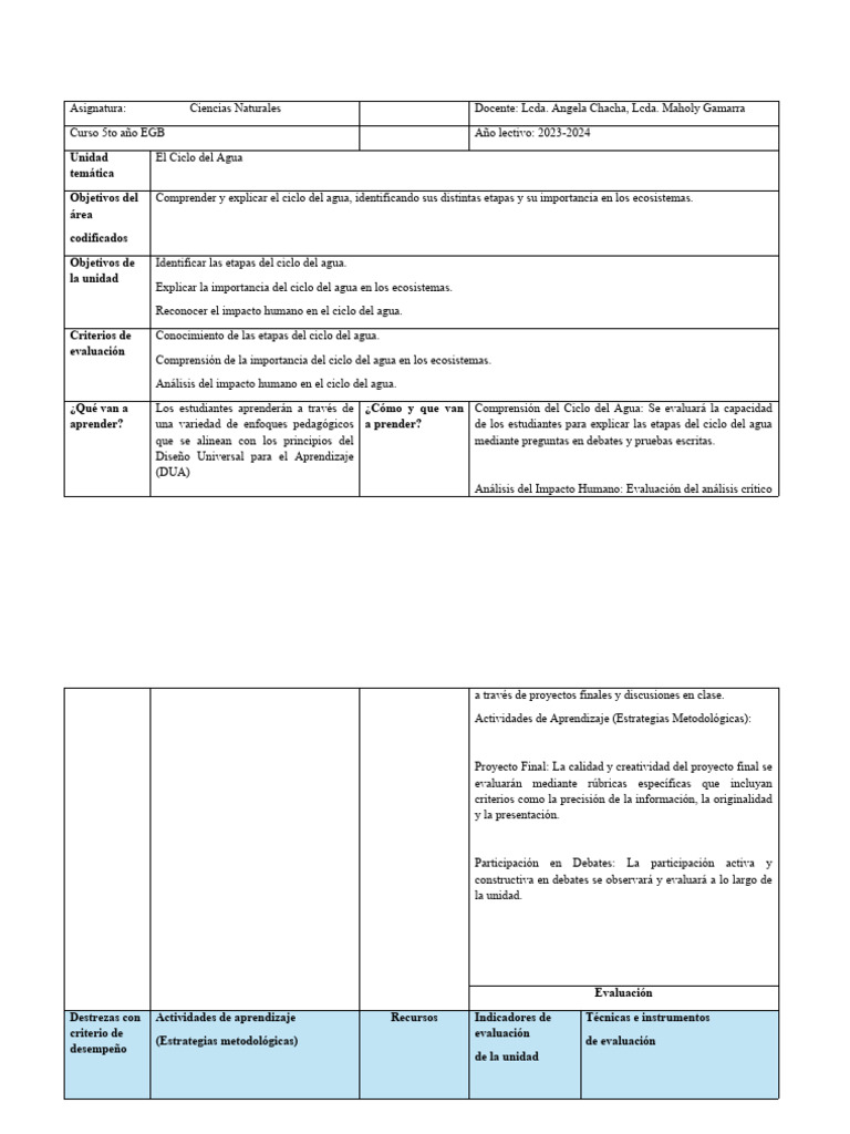 Planificacion Dua | PDF | Evaluación | Aprendizaje