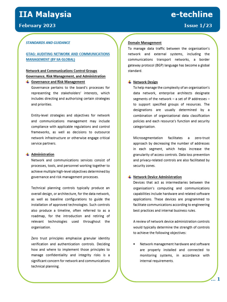 E Techline Issue 1 2023 | PDF | Computer Network | Internal Audit E Techline Issue 1 2023 | PDF | Computer Network | Internal Audit