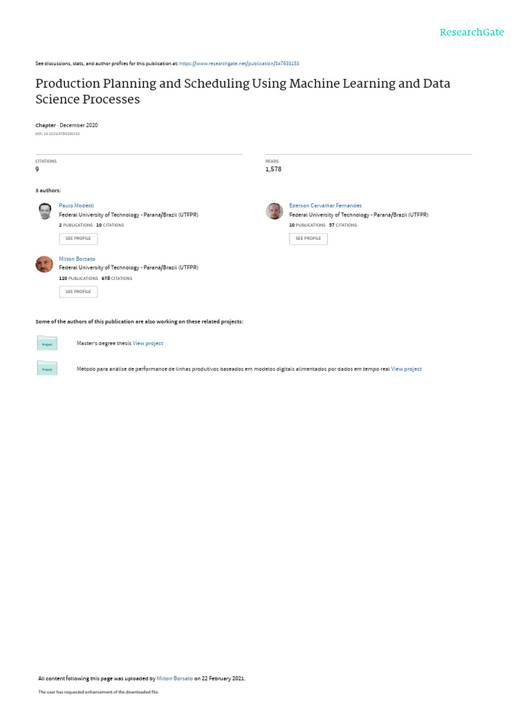 Production Planningand Scheduling Using Machine Learningand Data ... Production Planningand Scheduling Using Machine Learningand Data ...