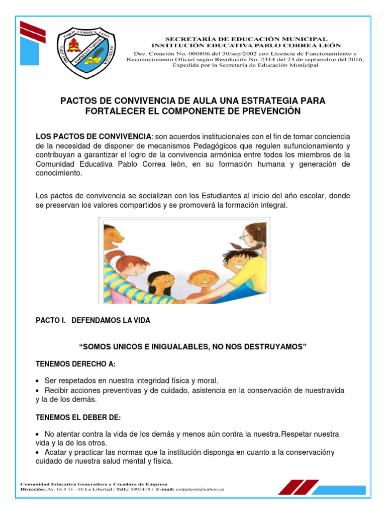 Pactos de Convivencia I.E Pablo Correa León | PDF | Mediación | Democracia