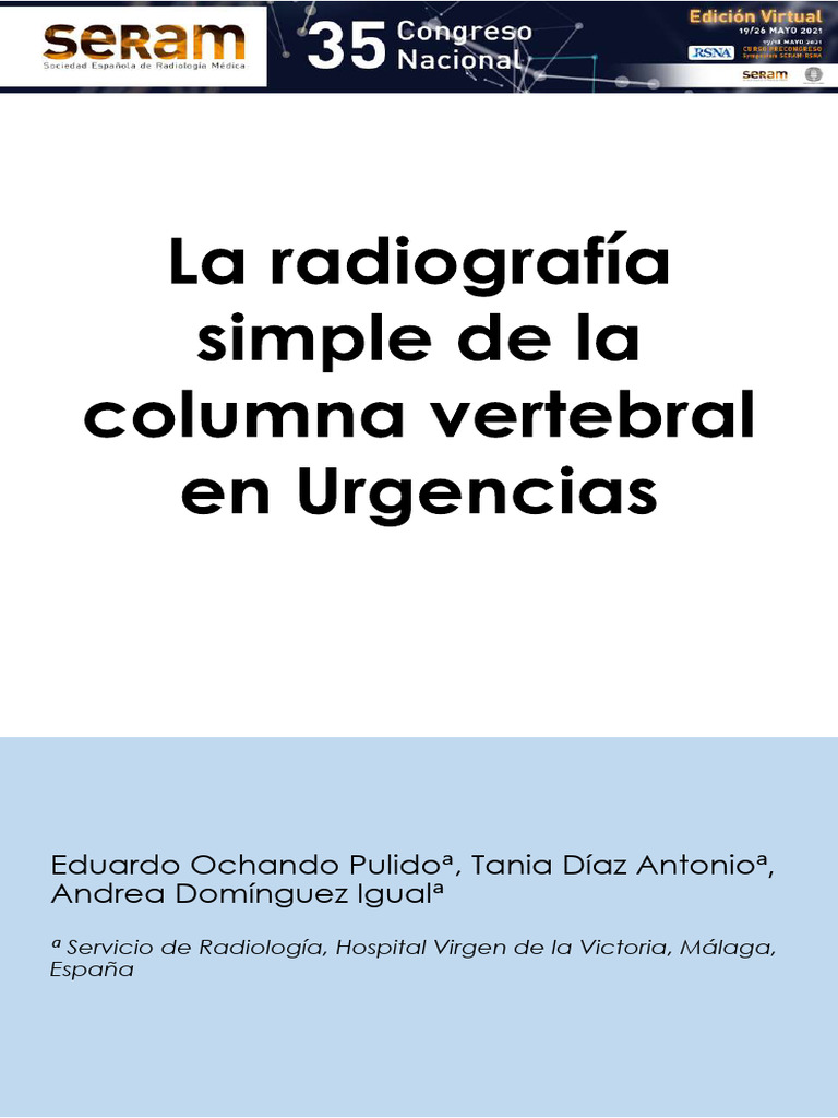 RX de Columna en Urgencias | PDF | La columna vertebral | Sistema musculoesquelético
