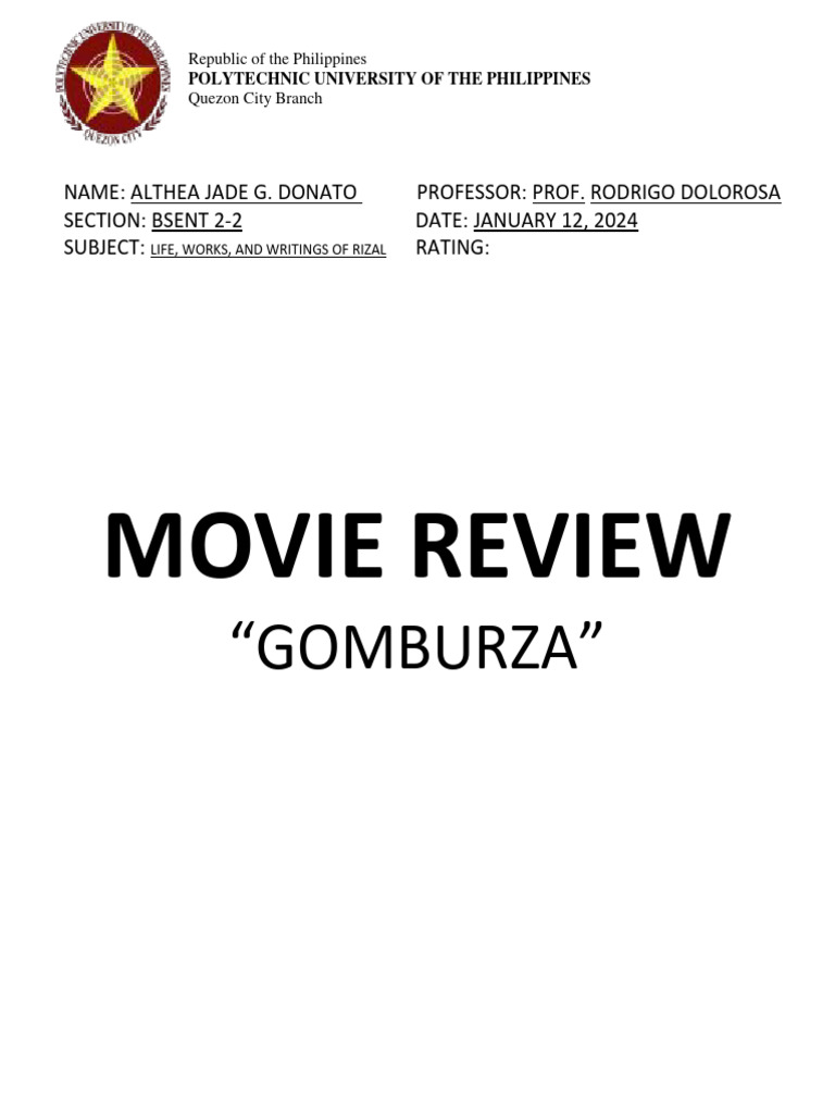 Donato, Althea Jade G. (Movie Review) | PDF | Spanish Colonization Of ...