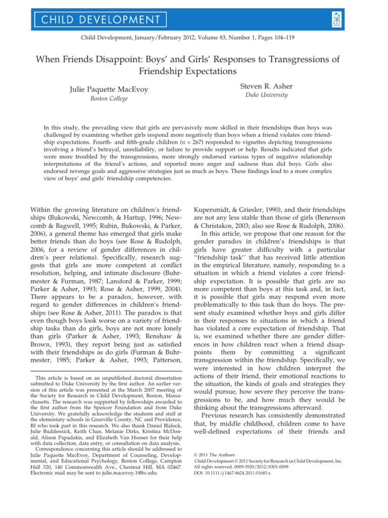 When Friends Disappoint - MacEvoy and Asher - 2011 | PDF | Anger ...