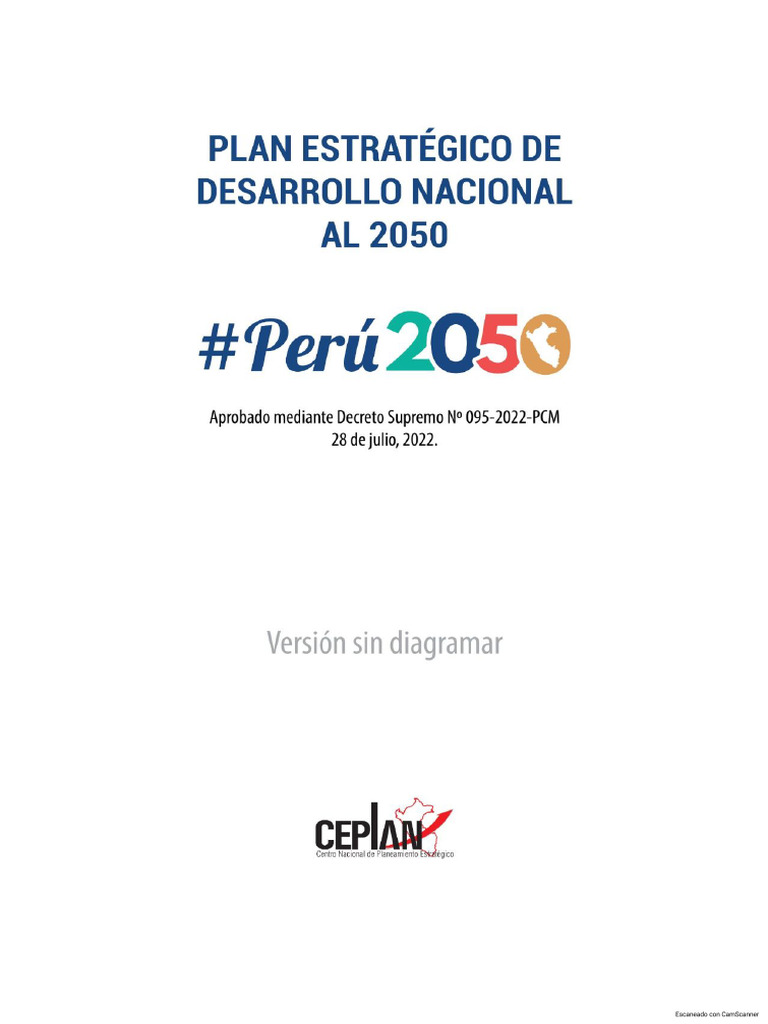 PERU Plan Estratégico de Desarrollo Nacional Al 2050 - Versión Sin Diagramar | PDF