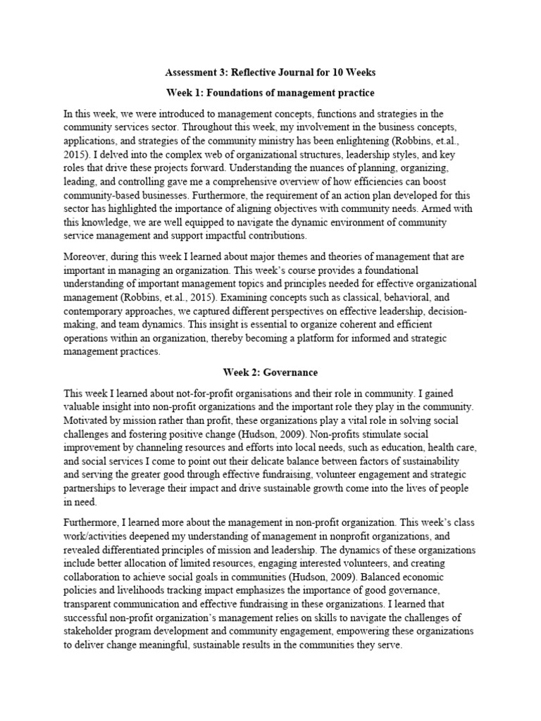 Reflective Journal For 10 Weeks | PDF | Motivation | Motivational