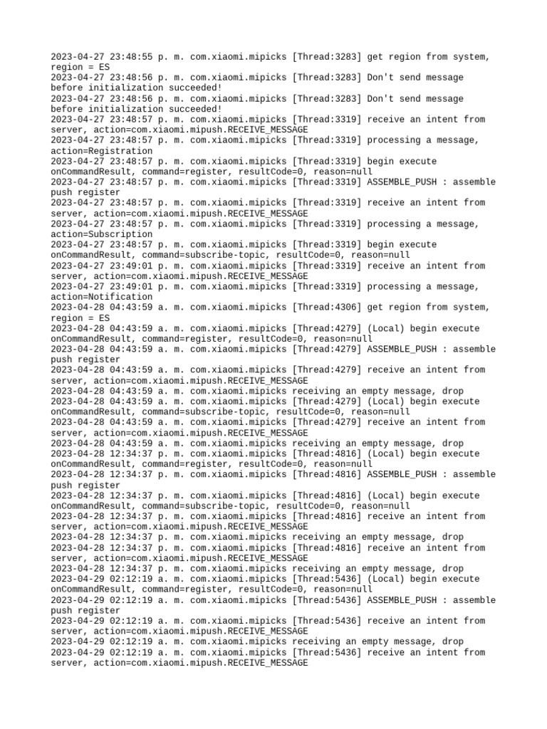 Xiaomi Push Service Logs | PDF | Thread (Computing) | Software Development