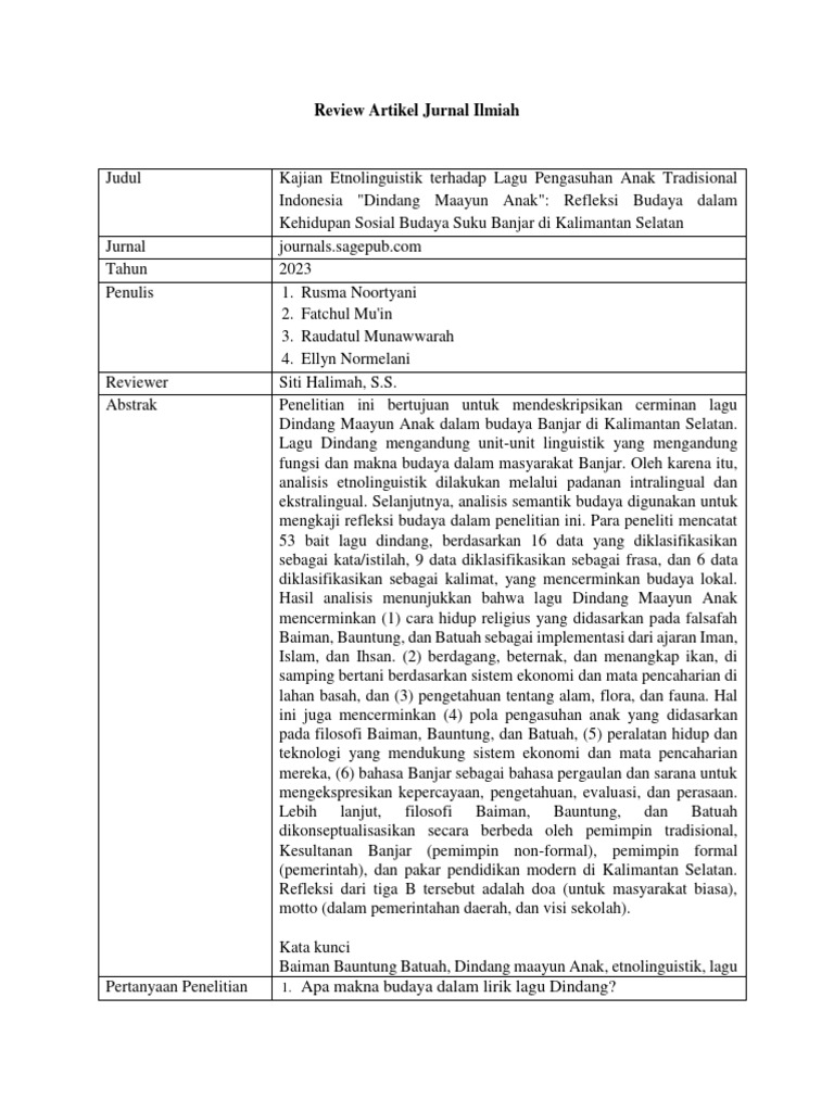 REVIEW ARTIKEL JURNAL ILMIAH Contoh 1 | PDF | Ilmu Sosial | Sains & Matematika