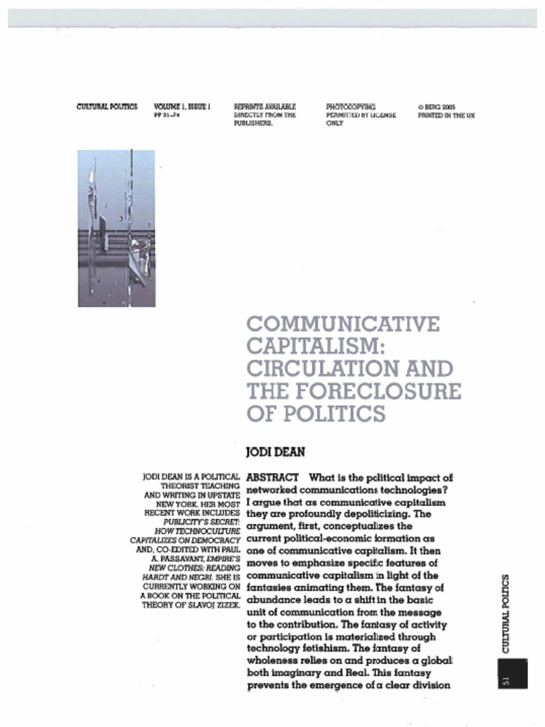 Dean - Communicative Capitalism - ANNOTATED | PDF