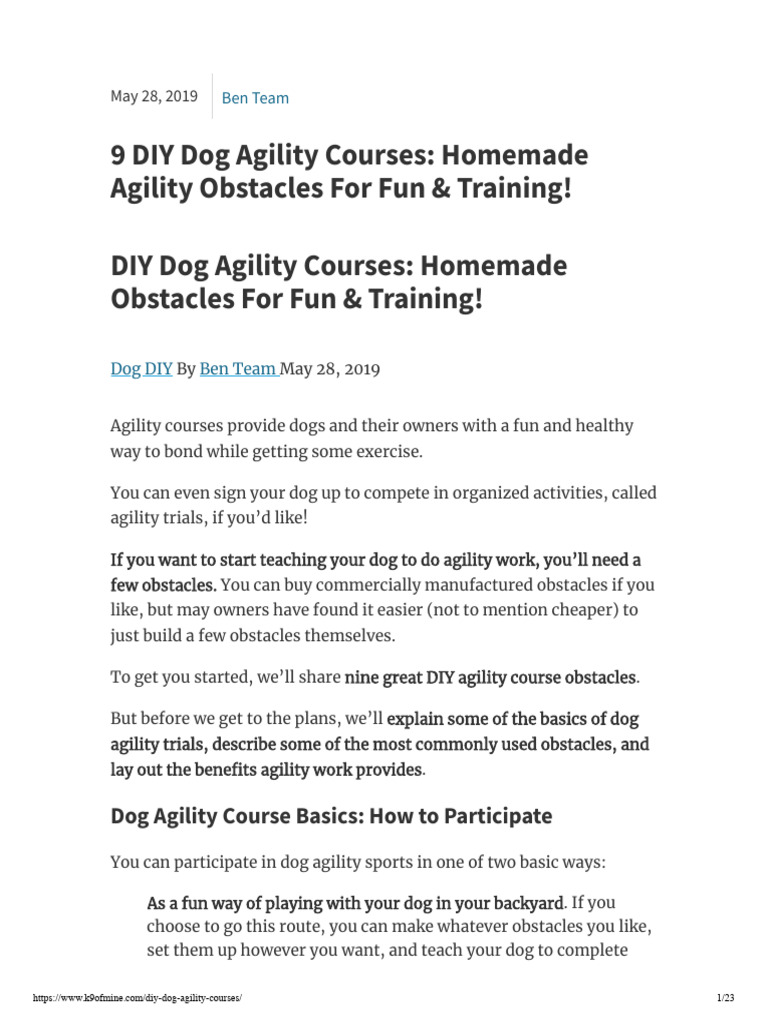 9 DIY Dog Agility Courses - Homemade Agility Obstacles For Fun ...