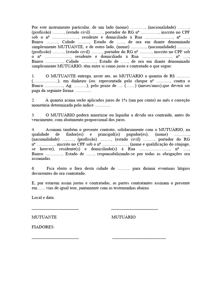 Contrato de Emprestimo | PDF Contrato de Emprestimo | PDF