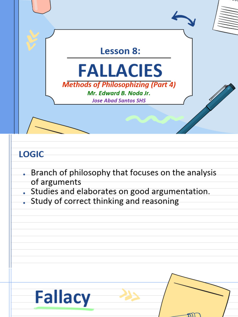Lesson 8 Fallacies Hand Outs | PDF | Fallacy | Argument