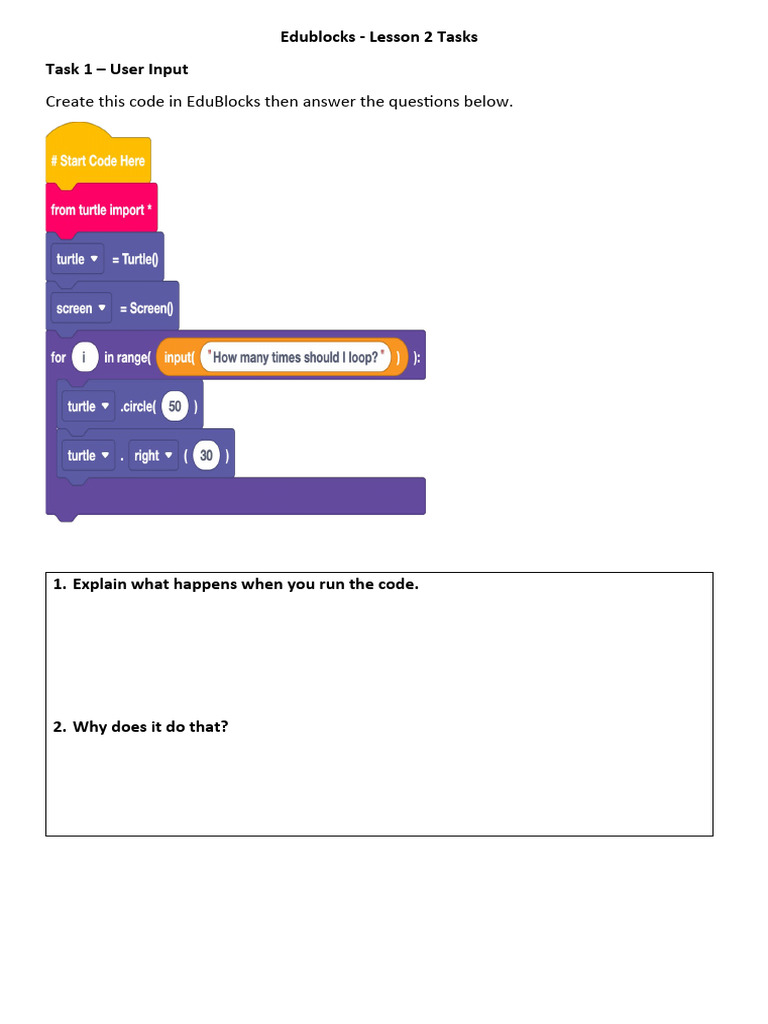 Edu Blocks Lesson 2 Tasks | PDF
