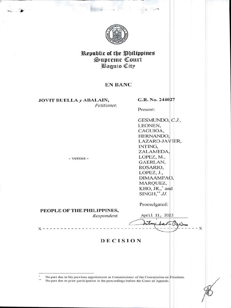 Buella v. People G.R. No. 244027 | PDF