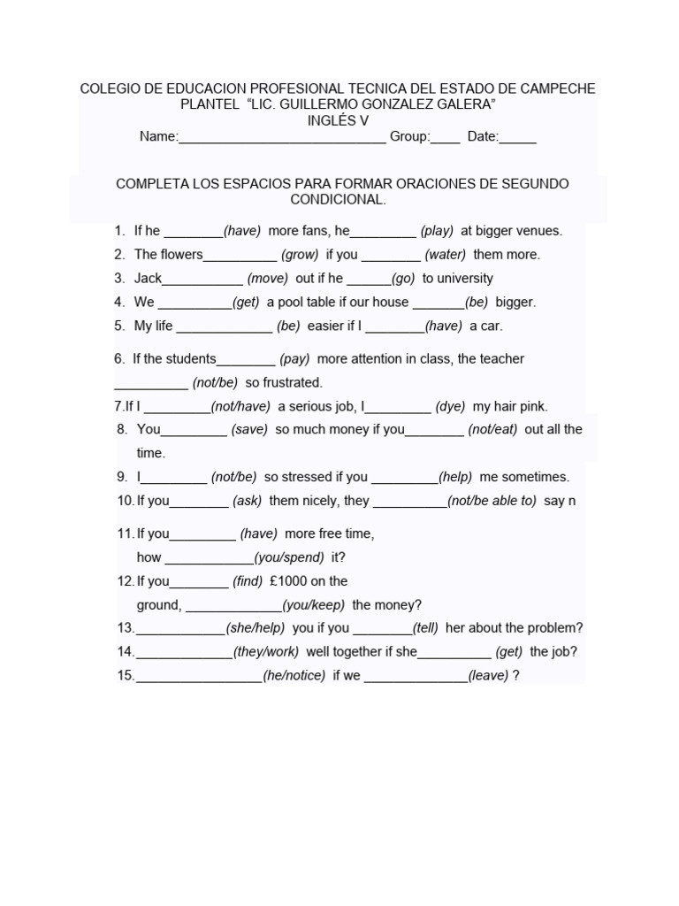 Ejercicios Condicional 2 y 3 - 112801 | PDF