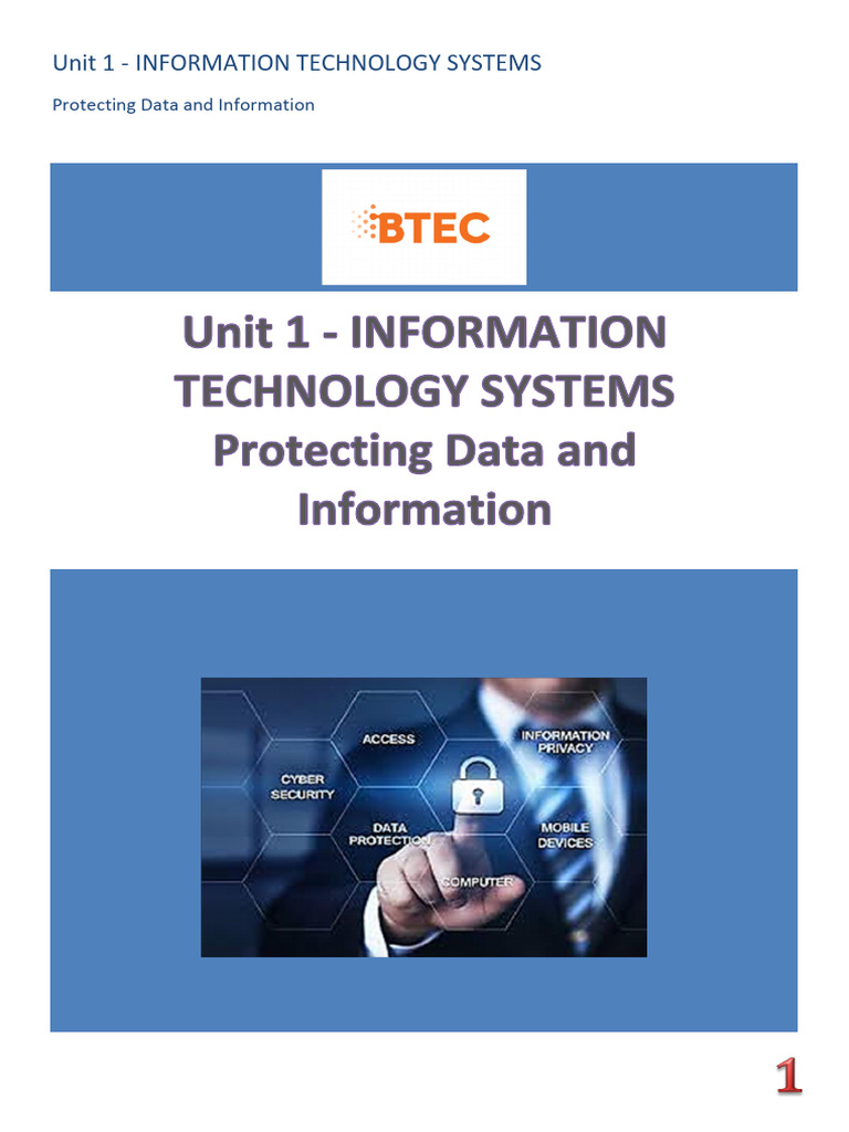 Unit 1 IT Systems Protecting Data and Information | PDF | Backup | Access Control