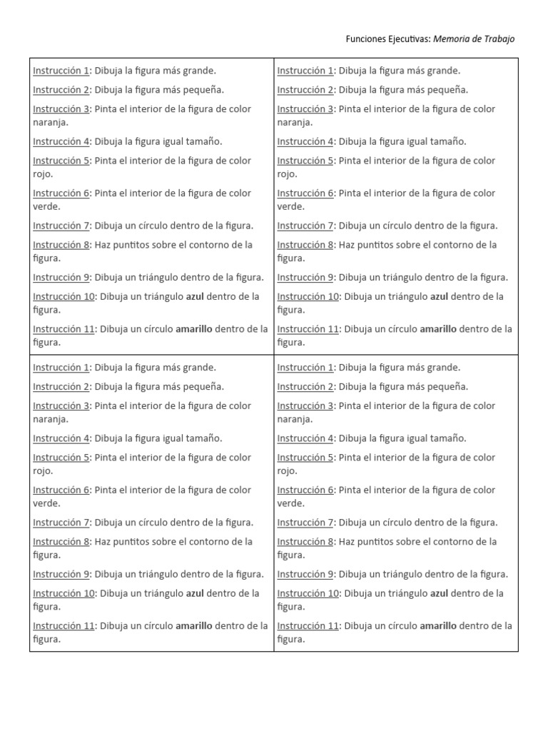 Fichas Funciones Ejecutivas 4° | PDF | Color | Arco iris