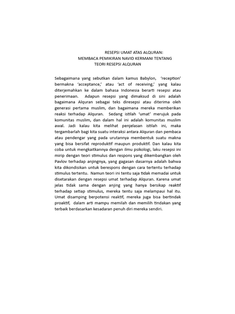 Teori Resepsi Istifadlotilmufaqih 086 | PDF