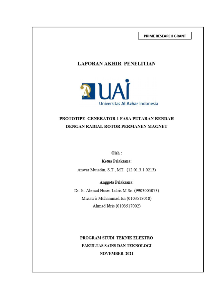 Prototipe Generator 1 Fasa EBT | PDF