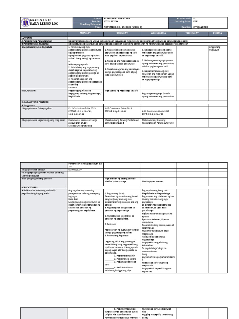 DLL - Epp 5 - Q2 - W2 | PDF