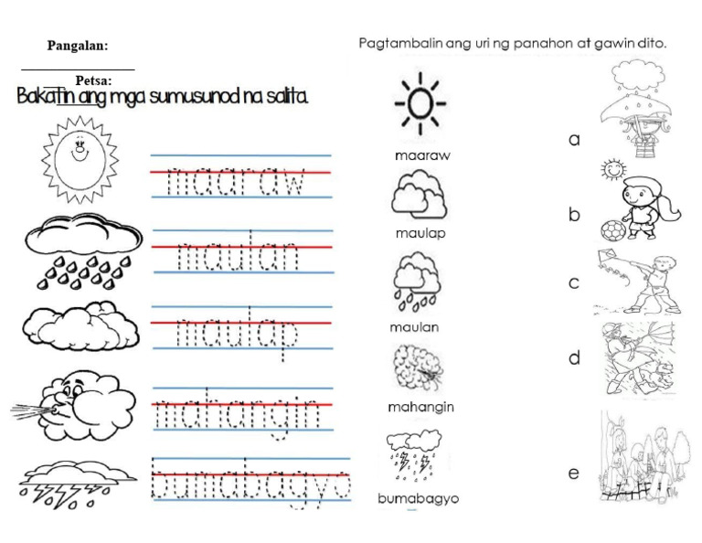 Panahon Worksheet | PDF