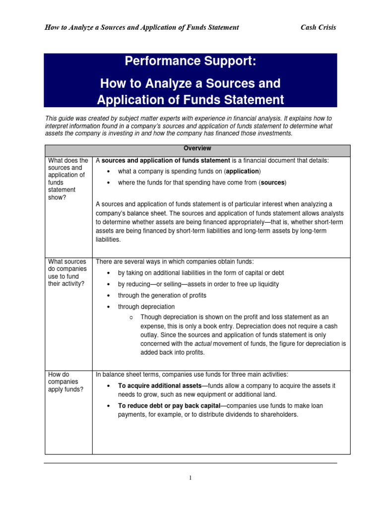 Analyzing Sources and Application of Funds | PDF | Balance Sheet ...