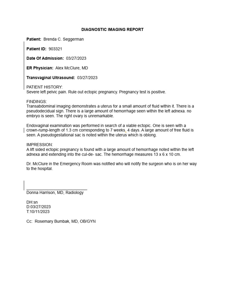 Diagnostic Imaging Report | PDF