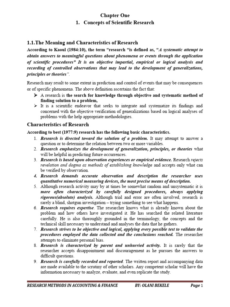 Research Chapter 1 | PDF | Methodology | Scientific Method