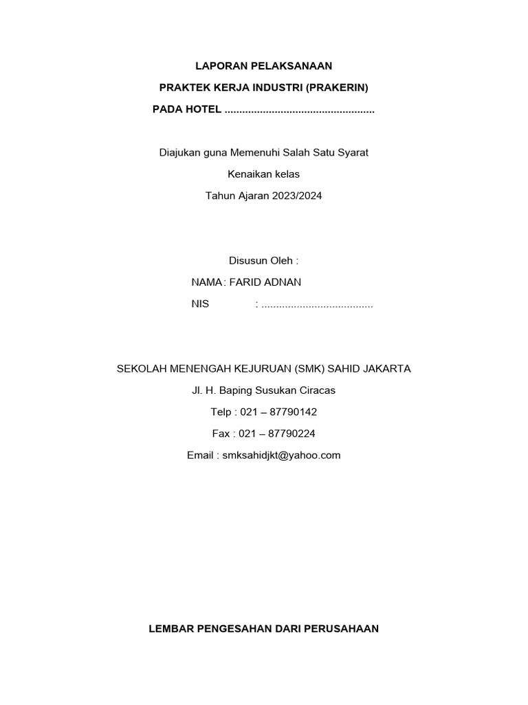 Format Laporan PKL Farid | PDF