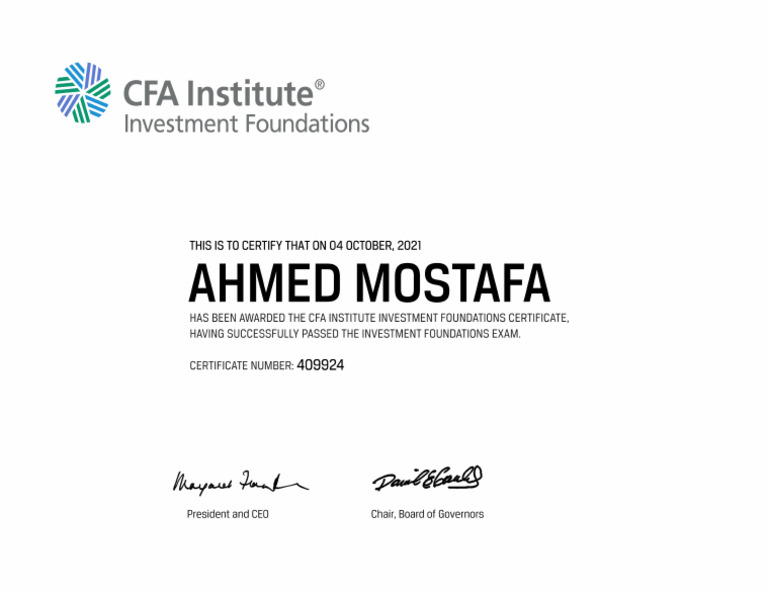Cfa Certificate | PDF