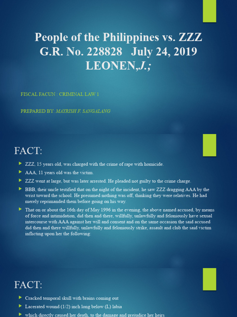 People of The Philippines Vs ZZZ | PDF | Circumstantial Evidence | Evidence