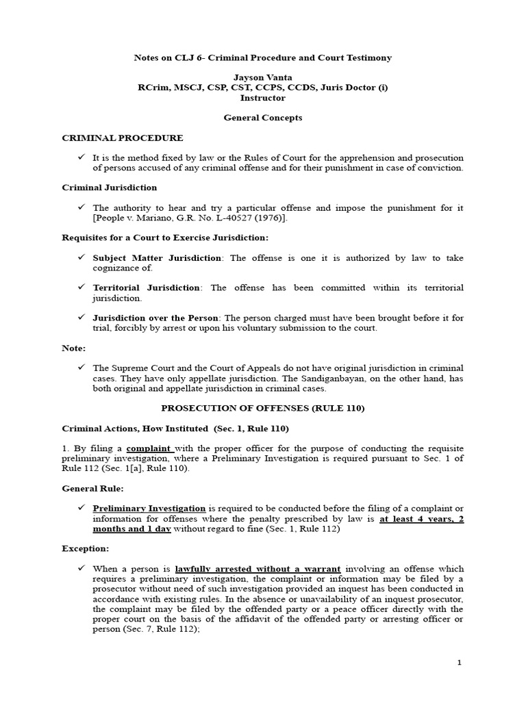 Notes On CLJ 6 | PDF