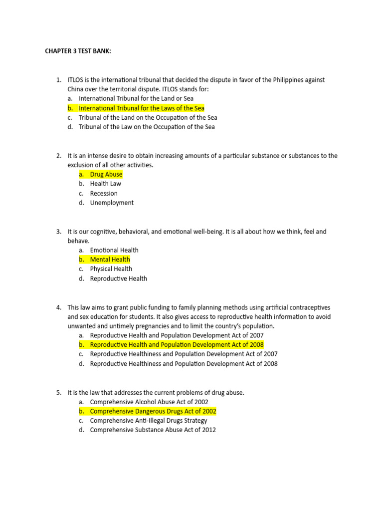 Chapter 3 4 Test Bank Pdf Hazards Substance Abuse